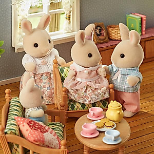Calico Critters Milk Rabbit Family - Set of 4 Collectible Doll Figures for Children Ages 3+