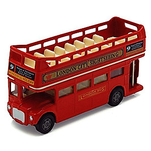 Motor Max London Double Decker Bus Open Top, Red - Motormax 76008 - 4.75 Diecast Model Toy Car