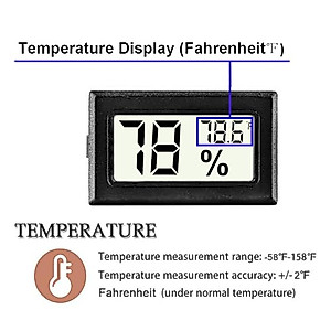 Meggsi 2-Pack Mini Digital Hygrometer Gauge Indoor Thermometer, LCD Monitor Temperature Outdoor Humidity Meter for Humidors Greenhouse Jars Incubators Guitar Case, Display Fahrenheit (℉)