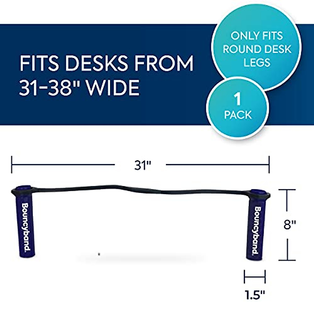 Bouncy Bands for Wide Desks (Blue) – Sensory Tool That Allows Students to Move As They Work, Increasing Focus and Academic Performance, Relieves Anxiety, Hyperactivity, Frustration and Boredom