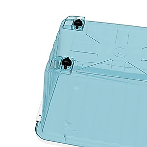 Cetomo 55L*6 Plastic Storage Box,Clear Blue, Tote box, Organizing Container with Durable Lid and Secure Latching Buckles, Stackable and Nestable, 6Pack, with Buckle
