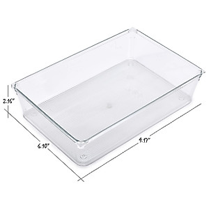 Clear Drawer Organizer - Easily Organize and Customize the Layout of Drawers. Great for Office Desk, Utensils, Cosmetics and Makeup. (8-Piece Set)