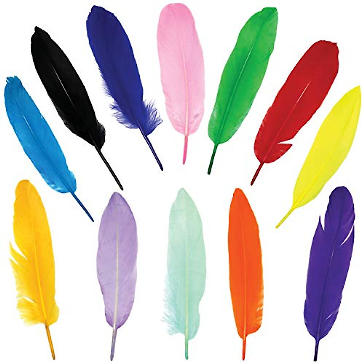 120pcs Colorful Goose Feathers for DIY Crafts, Jewelry Making, Wedding, Home or Party Decorations, 12 Colors (6-8 Inches)
