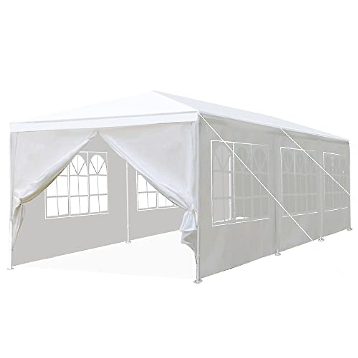 10x30 Outdoor Gazebo Wedding Party Tent White Canopy Pavilion with 8 Removable Sidewalls for Camping Shelter BBQ Cater Events Beach