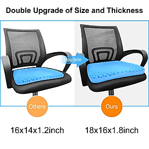Gel Seat Cushion Double Thick Gel Chair Cushion for Pressure Relief 1.8in Thick Portable Seat Cushion with Breathable Cooling Gel Non-Slip Cover for Long Sitting Home Office Chair Wheelchair Cushion