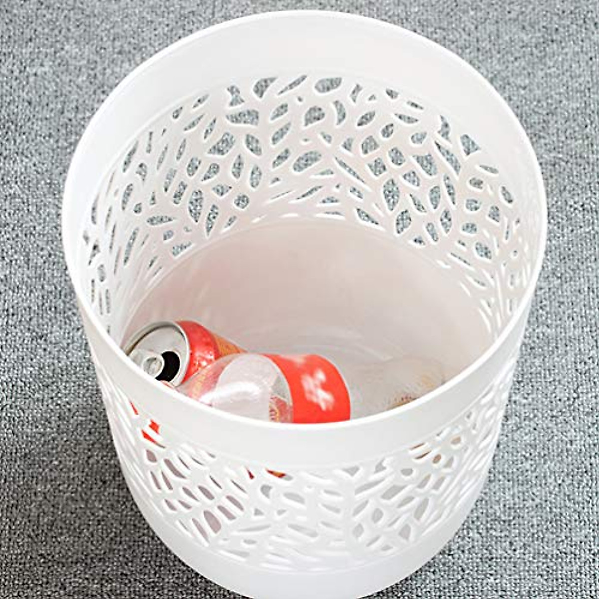 HEMOTON Large Garbage Can, Bathroom Trash Can, Durable Plastic Trash Can Wastebasket, Waste Container Basket Storage Bin for Home Kitchen Office Room Bathroom Usage, White