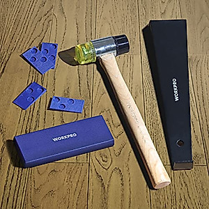 WORKPRO Laminate Wood Flooring Installation Kit with Reinforced Double-Faced Mallet, Heavy Duty Pull Bar, Tapping Block and 30-Piece Spacers Included,Multicolor