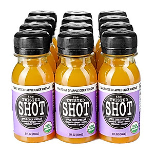 The Twisted Shot | Apple Cider Vinegar Shots with Turmeric, Ginger, Cinnamon, Honey & Cayenne | Wellness Drink | 100% USDA Certified Organic | Gut Health |Liquid, 12-Pack of 2oz Shots