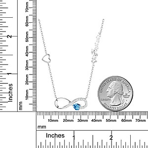 Sterling Silver Love Infinity Heart Jewelry Aquamarine Necklace for Women Birthday Gifts for Her