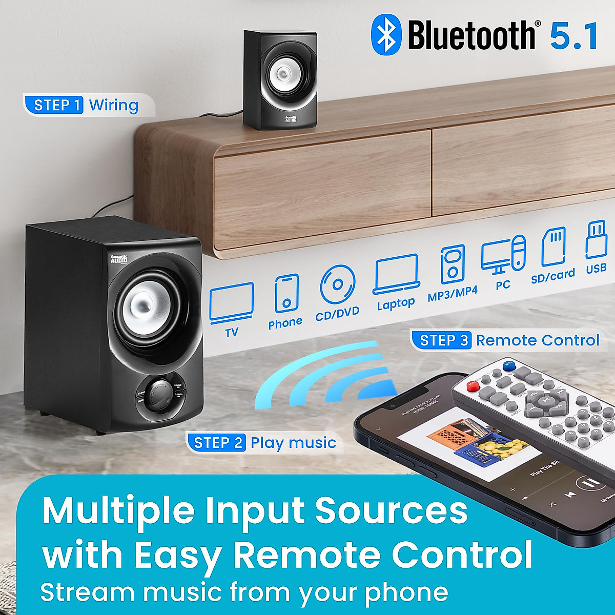 Acoustic Audio AA5171 5.1 Surround Sound Bluetooth Home Entertainment System