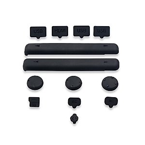 CLOVER Silicone Soft Rubber Dust Proof Plug Assessories Kits Set (13 Pack) for Nintendo Switch 2017 with Tempered Glass Screen Protector