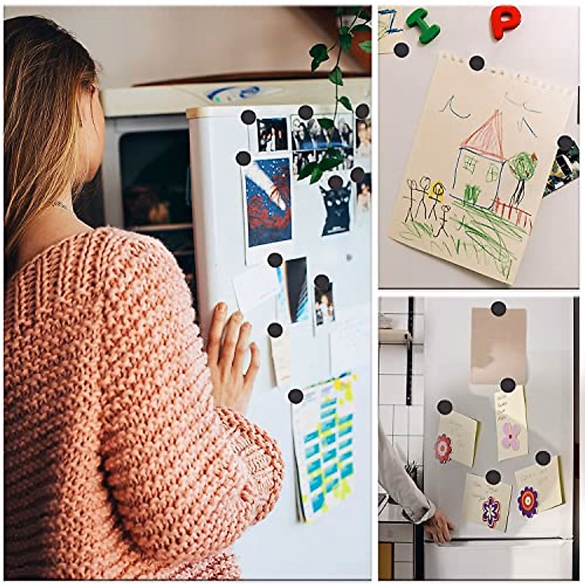 30 Pcs 10 x 2.6 mm Black Small Tiny Magnets | Refrigerator Magnets Round Brushed Nickel Style for Fridge,Office,Dry Erase Board,Whiteboard,Map,Magnetic Pins | Rare Earth Magnets