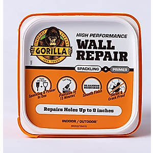 Gorilla Heavy Duty Wall Repair Spackling + Primer, 16 Ounce Tub,White