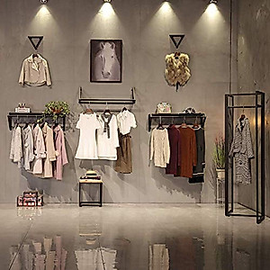 Metal Wall-mounted Floating Shelves, Industrial Pipe Commercial Clothing Display Rack Combination Shelves, Heavy Retail Store Clothing Racks,Clothes Rails for Laundry and Clothing Stores