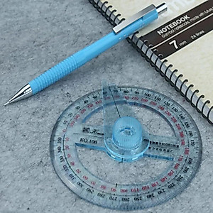 Wantane 360 Degree Protractors With Swing Arm Plastic Full Circle Protractors With Swing Arm Drawing, Measuring Tools -2PCS