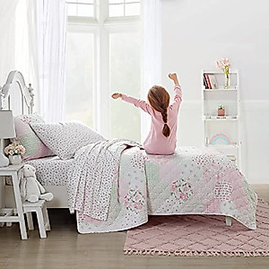 Laura Ashley Kids - Twin Quilt Set, Reversible Kids Bedding with Matching Sham(s), Ideal for Toddler Bedding Set (Ellyn Pink, Twin)
