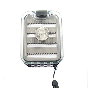The Fly Fishing Place Double-Sided Shirt Pocket Lanyard Fly Box Waterproof with Clear Lids and Micro Slit Foam 3" X 2.5"