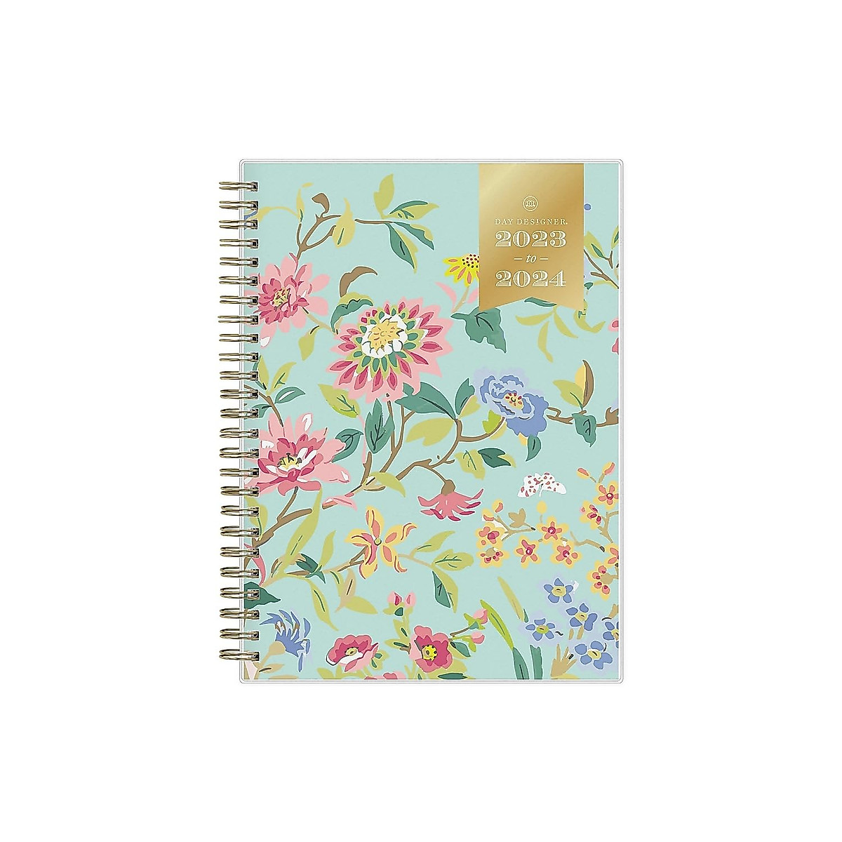 Blue Sky Day Designer for 2023-2024 Academic Year Weekly and Monthly Planner Notes, 5.8' x 8.6', Frosted Cover, Climbing Floral Mint (137884-A24)