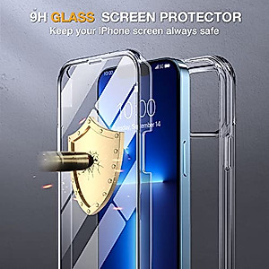Miracase Glass Case for iPhone 13 Pro Max 6.7 inch, 2023 Upgrade Full-Body Clear Bumper Case with Built-in 9H Tempered Glass Screen Protector for iPhone 13 Pro Max, Clear