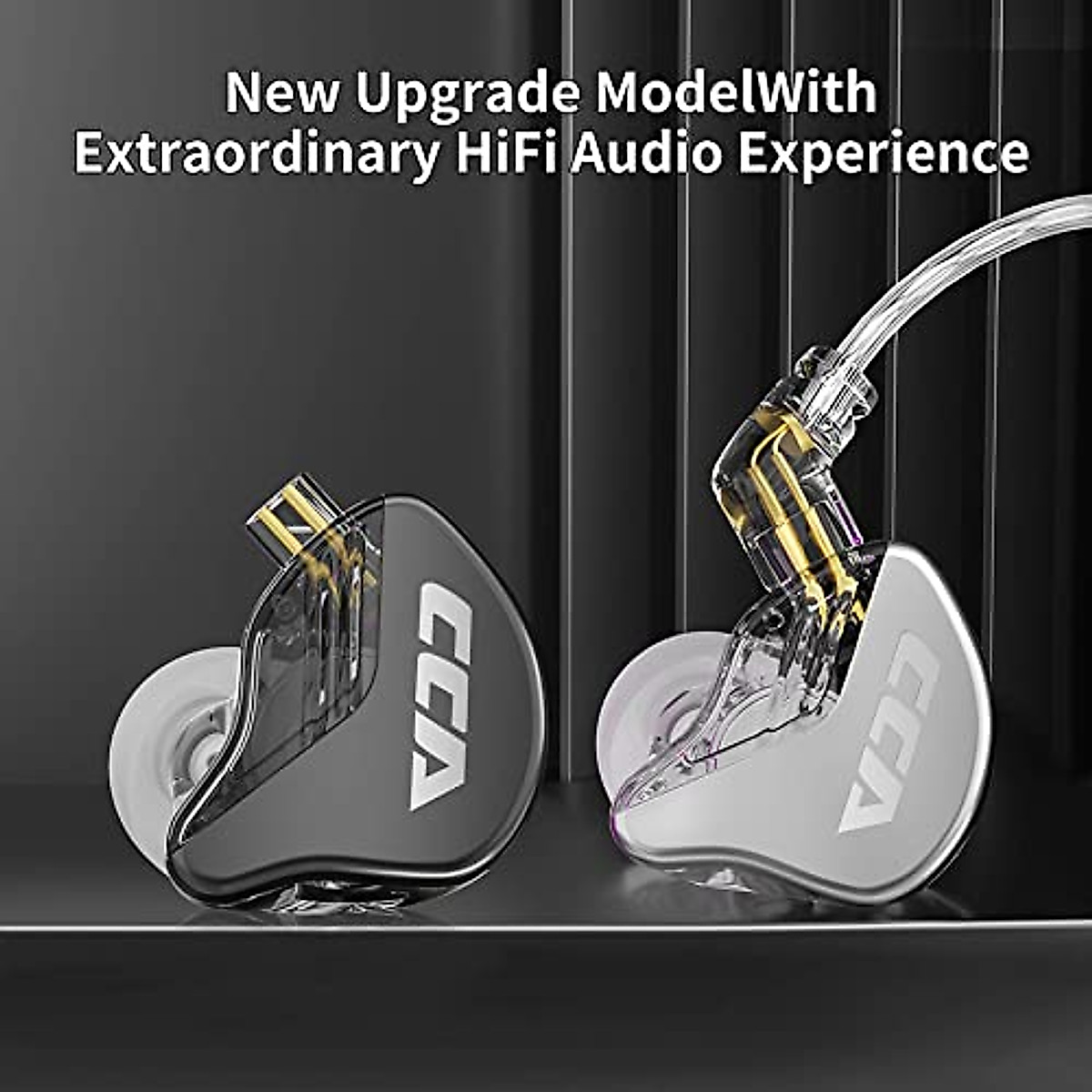CCA CRA in Ear Monitor Earphone, Ultra-Thin Diaphragm Dynamic Driver IEM, Clear Sound & Deep Bass, Wired Earbuds with Mic and Tangle-Free Removable Cord