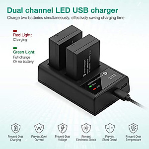 FirstPower DMW-BLC12 Battery and Dual USB Charger for Panasonic Lumix DMC-G7, DMC-G85, DMC-G95, DMC-FZ1000, DC-FZ1000 II, DMC-GH2, DMC-G5, DMC-G6, DMC-GX8, DMC-FZ200, DMC-FZ300, DMC-FZ2500 Cameras