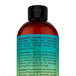 Seven Minerals NEW Cooling After Sun Gel with Aloe Vera - For Skin & Face with Instant Sunburn Relief. Unlike Regular Aftersun Lotion With Cucumber & Vitamin E (12 Fl Oz)