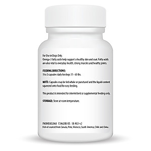 Ceva Derma-3 Softgels, Omega-3 Fatty Acid & Vitamin Supplement for Medium Dogs (60 Count)