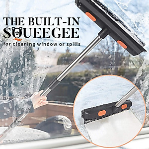 Conliwell Rubber Broom Carpet Rake for Pet Hair Remover, Fur Remover Broom with Squeegee, Portable Detailing Lint Remover Brush, Pet Hair Removal Tool for Fluff Carpet, Hardwood Floor, Tile, Window