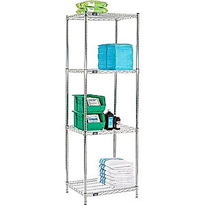 Nexel 21" x 24" x 74", 4 Tier Adjustable Wire Shelving Unit, NSF Listed Commercial Storage Rack, Chrome Finish, leveling feet