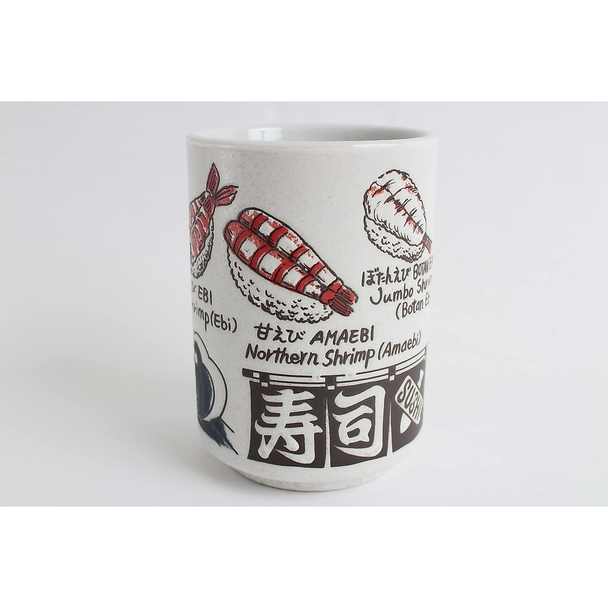 Mino ware Japanese Ceramics Sushi Yunomi Chawan Tea Cup Shrimp & Various Sushi Neta made in Japan (Japan Import) YAY060