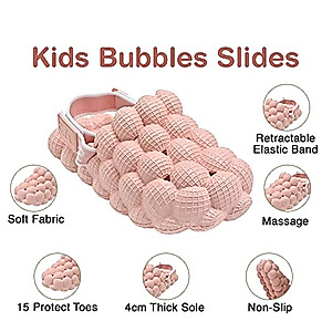 Edmallu Bubble Slides For Kids With Charms - Non-Slip Golfball Slides - Adjustable Bubble Slides With Strap - Soft Massage Bubble Slides - Thick Sole Little Kids Bubble Crocs