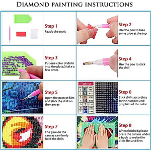 Chuangyi 5D DIY Diamond Art Painting by Number Kits, Horror Movie Round Full Drill Crystal Rhinestone Embroidery Diamond Arts for Home Wall Decor 16X20 inch