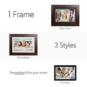 Simply Smart Home Photoshare 8” WiFi Digital Picture Frame, Send Pics from Phone to Frames, 8 GB, Holds 5,000+ Photos, HD Touchscreen, Espresso Wood Frame, Easy Setup, No Fees