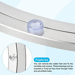 uxcell Aluminium Lazy Susan Turntable Bearing, 16 inch Round Rotating Bearing Turntable Base for Kitchen Dining Table（Base Only）