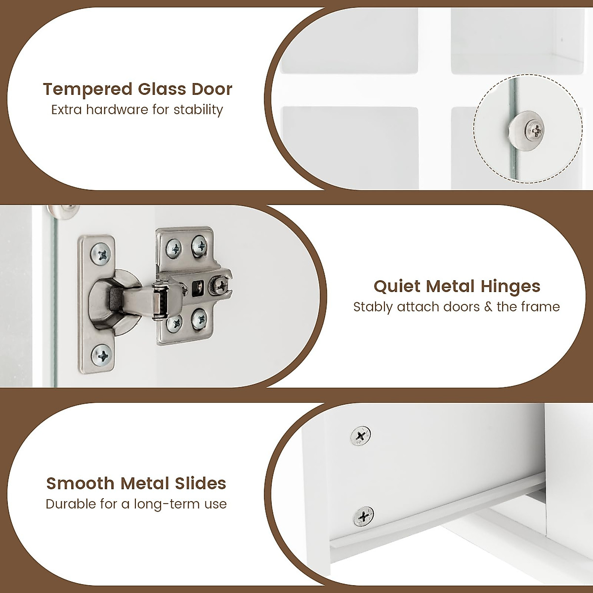 Giantex 55" White Bookcase with Doors and Drawer, Tall Wooden Bookshelf Organizer with Adjustable Shelves, Freestanding Glass Display Storage Cabinet for Living Room Bedroom Kitchen Pantry