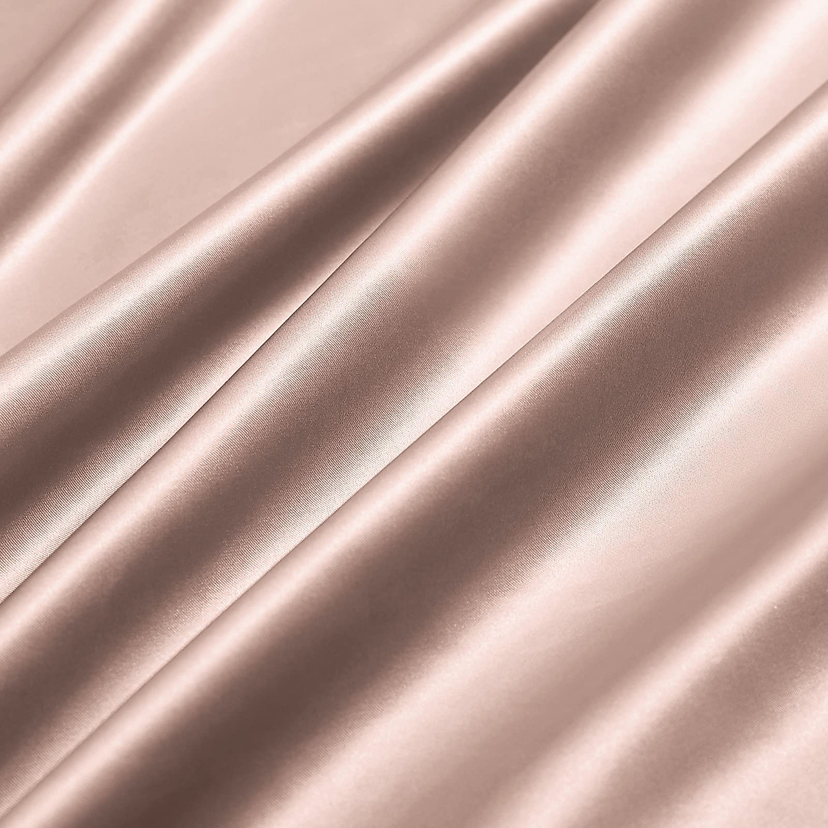 Ersmak 7 Pieces Satin Sheets Set Full Size, Luxury Silky Champagne Satin Bed Sheets Set with 1 Deep Pocket Fitted Sheet, 1 Soft Flat Sheet, 4 Queen Pillowcases and 1 Body Pillowcase