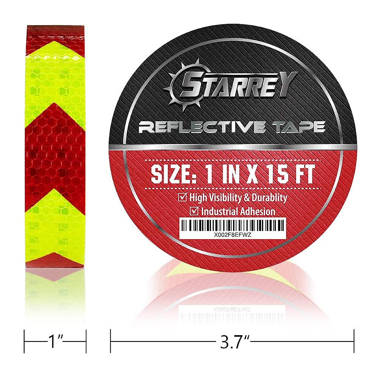 STARREY Reflective Tape Red & Yellow 1 in X 15 FT Waterproof Self Adhesive Trailer Safety Caution Reflector Conspicuity Tape for Trucks Cars