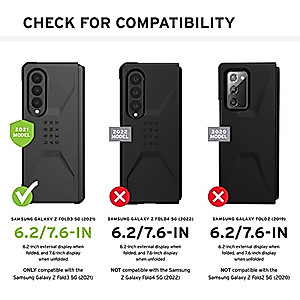 URBAN ARMOR GEAR UAG Designed for Samsung Galaxy Z Fold3 5G (2021) Case Civilian Sleek Ultra-Thin Shock-Absorbent Protective Cover, Black
