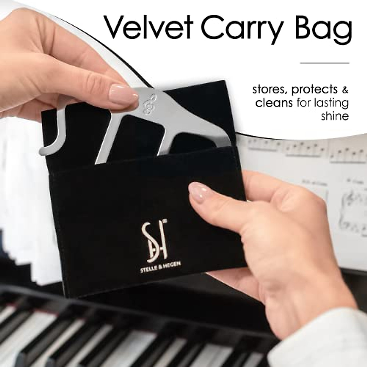 Metal Music Book Clip and Page Holder - Sheet Music Holders for Piano, Keyboard, Stands, and Books - Adorable Page Marker Clips ​with​ ​Velvet Storage and Carrying Bag​ - Strong, Sturdy