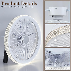 MADSHNE Low Profile Flush Mount Ceiling Fans with Lights and Remote,15'' Small Modern Enclosed Bladeless Ceiling Fans, Mini White LED Ceiling Lighting Fixture