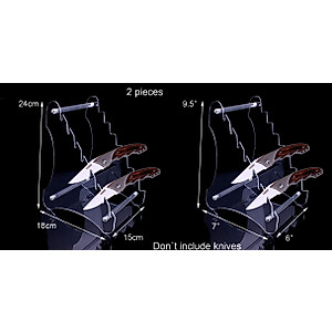 2 Sets Eight Layers Heavy Duty acrylic Knife Display Stands,Pocket Knives Easel Holder,Hunting Survival Knife Rack