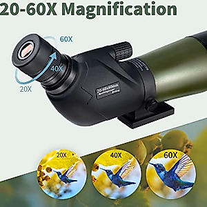 Gosky 20-60x60 HD Spotting Scope with Tripod, Carrying Bag and Scope Phone Adapter - BAK4 45 Degree Angled Spotter Scope for Target Shooting Hunting Bird Watching Wildlife Scenery