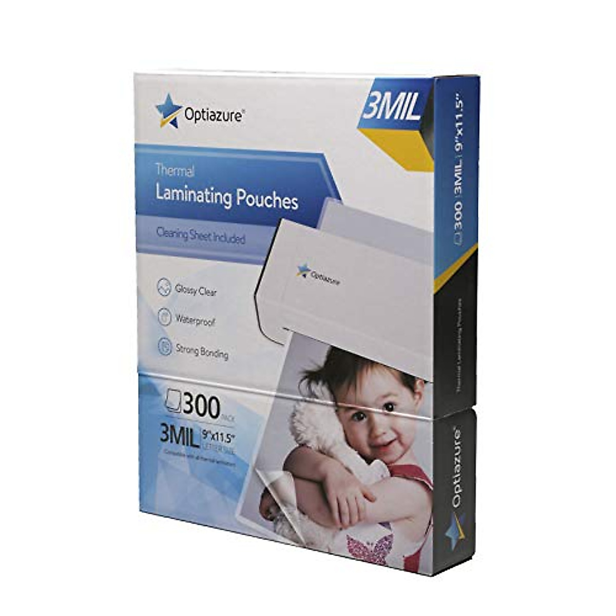 Optiazure 300-Pack 3Mil Laminating Sheets with 9-Inch Laminator