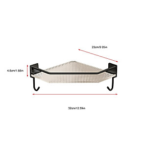 Keebgyy Corner Shower Caddy, Shower Storage Rack, Corner Shower Caddy Bathroom Shower Organizer Acrylic Shower Shelf No Drilling Large Capacity for Bathroom Dorm Kitchen(Black Single Layer with Hook)