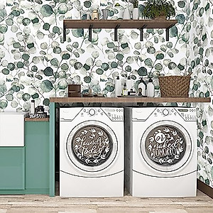 Nukofal Leaf Wallpaper Peel and Stick Wallpaper Floral Contact Paper 17.7 inch x 118.1 inch Eucalyptus Wallpaper Floral Wallpaper for Bathroom Floral Peel and Stick Vinyl Wallpaper Removable Wallpaper