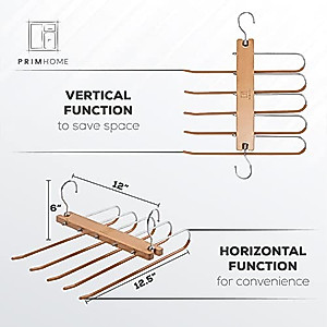 PRIM HOME Pants Hangers Space Saving - Wood Scarf Hangers for Closet Organizer - Jean Hangers Scarf Holder Closet Space Saving Hangers - Pants Rack Leggings Hanger Space Saver Closet Organization