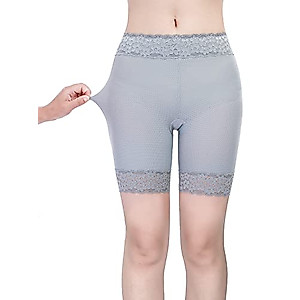 Lace Shorts Underwear Yoga Shorts Stretch Safety Leggings Undershorts for Women Girls (Black, Grey, White, Medium-Large)