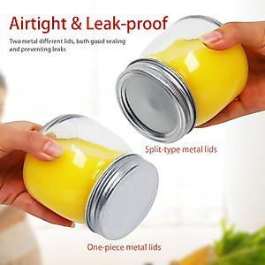 10oz Wide Mouth Mason Jars, 9 Pack Round Canning Jars with Silver Regular Lids and Bands, with EXTRA 9pcs Regular Mouth Lids for Honey, Jelly, Yogurt and Wedding Favors