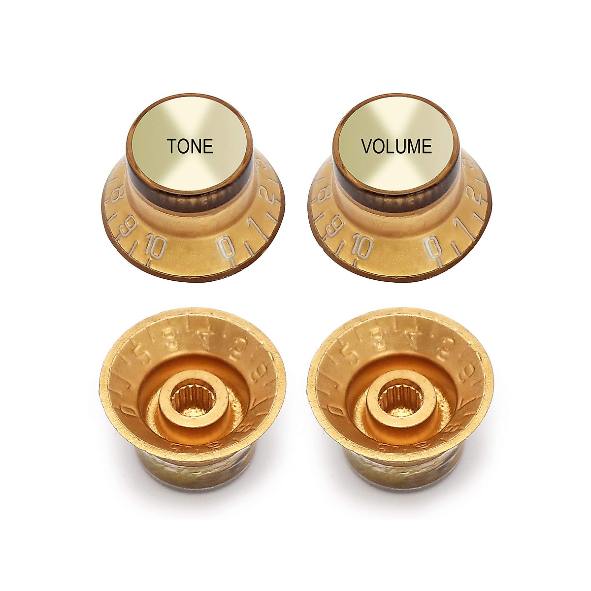 Metallor Electric Guitar Top Hat Knobs Speed Control Knobs 2 Volume 2 Tone Compatible with Les Paul LP Electric Guitar Parts Replacement (Gold)