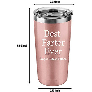 COFOZA Best Fater Ever Oops I Mean Father Funny Gifts for Dad 20 Ounce Stainless Steel Vacuum Insulated Tumbler Father's Day Present (Rose Gold)